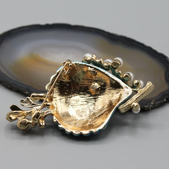 Jewelry | Jewelry Pin Brooch Pendant Shell Water Coral Reef Gold Tone ...